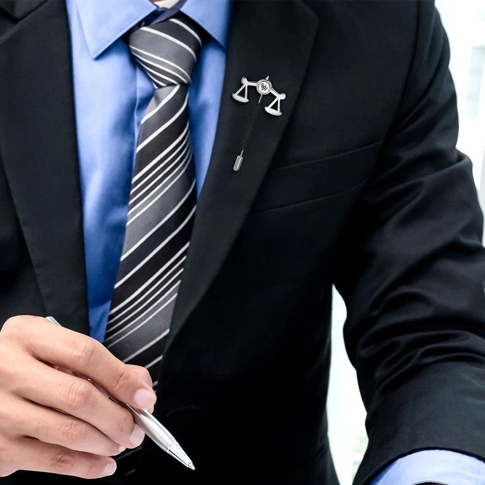 Personalized Scales of Justice Lapel Pin with Initials – Jeluxa